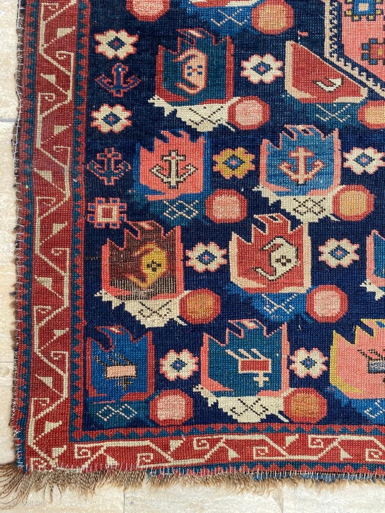 Rare design Shirvan Rug Circa 1880 Size: 122x142 cm | rugrabbit.com