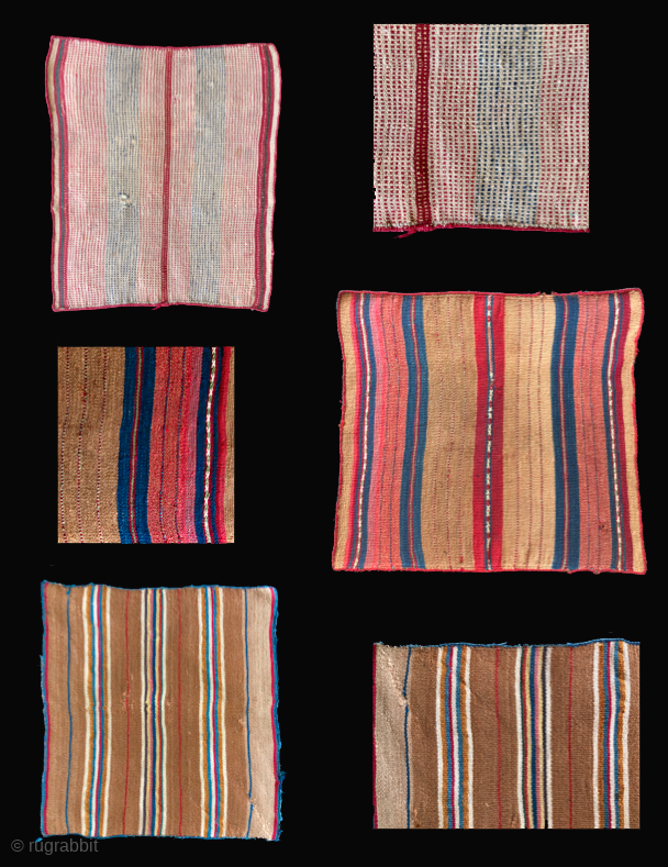 Collection of three 19th century miniature Aymara coca cloths (tari ...